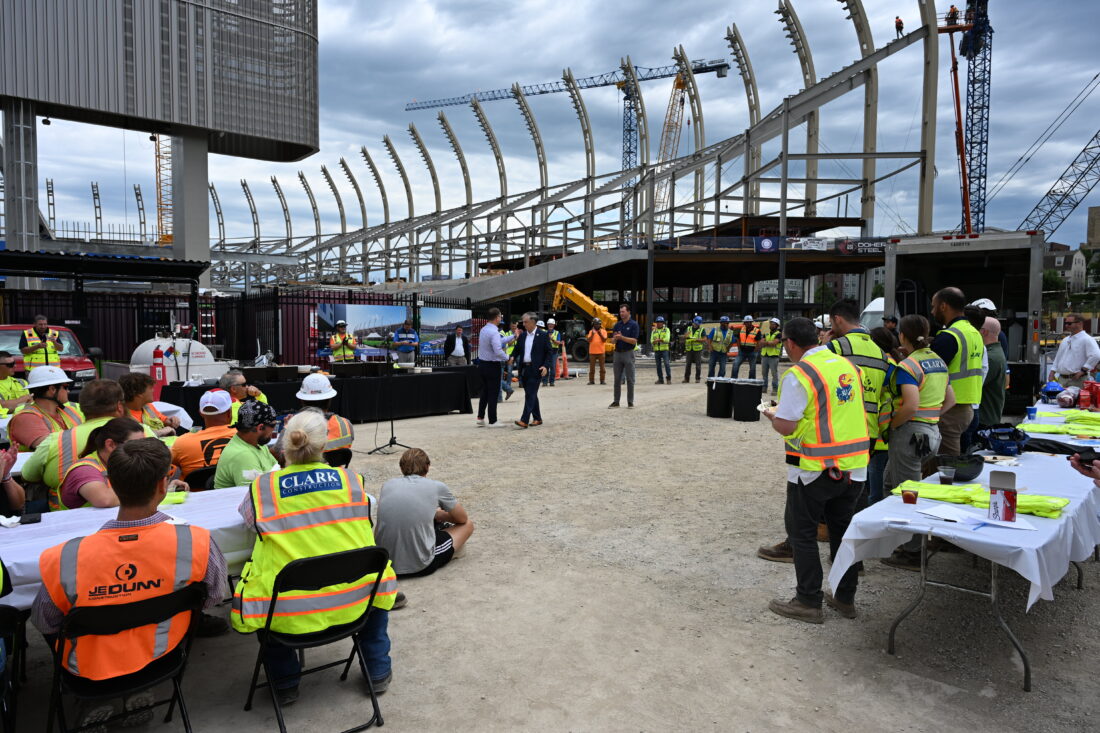 See photos from KU’s topping-out ceremony for east-side stadium bowl ...